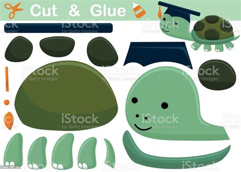 졸업 모자를 쓴 재미있는 거북이 아이들을위한 교육 종이 게임 컷 아웃 및 접착 벡터 만화 그림 0명에 대한 스톡 벡터 아트 및 기타 이미지 Istock