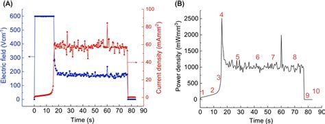 A The Electric Field And Current Density Curves And B Power Density