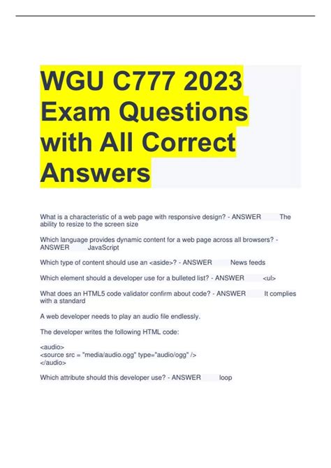WGU C Exam Questions With All Correct Answers WGU C Stuvia US