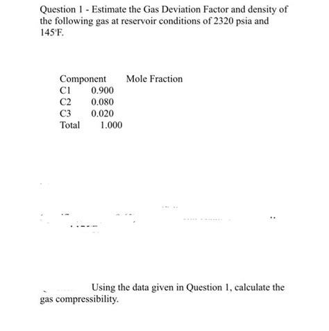 Solved Calculate The Gas Compressibility Using The Data