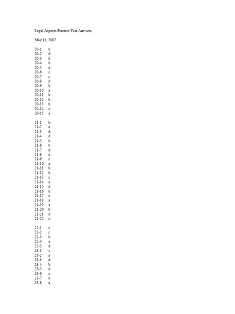 Legal Aspects Practice Test Answers Pdf