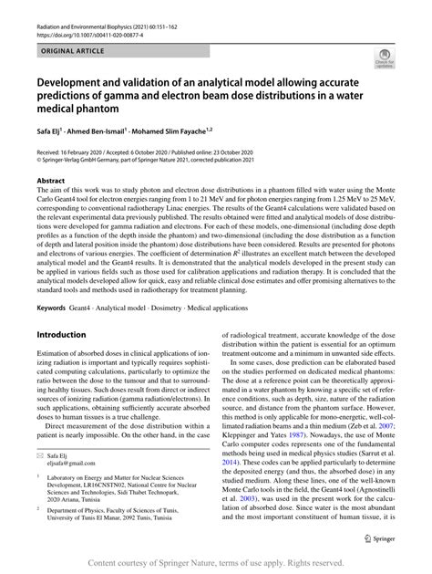 Development And Validation Of An Analytical Model Allowing Accurate Predictions Of Gamma And