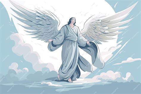 아름 다운 천사의 구름 만화 일러스트와 함께 하늘에 천사 프리미엄 사진