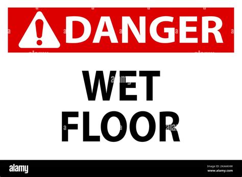 Danger Wet Floor Label Sign On White Background Stock Vector Image