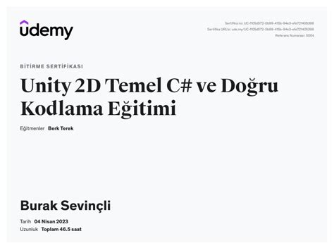 Burak Sevinçli Linkedin‘de Unity Csharp Certificate Solid Oop
