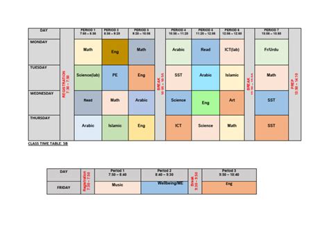 Class Time Table Year 5b Pdf