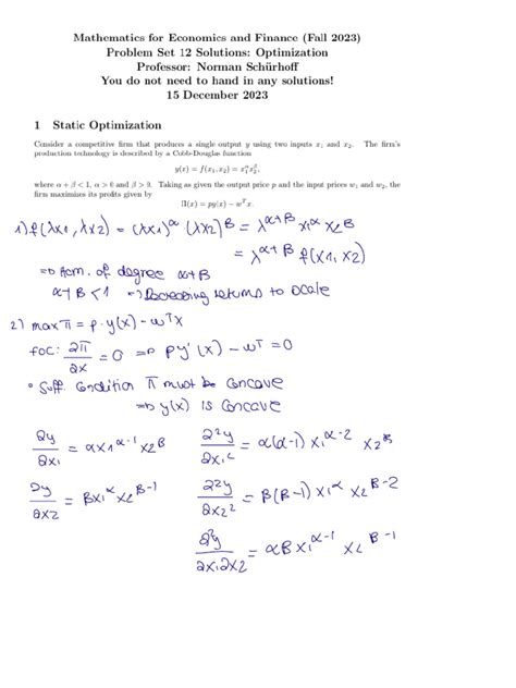 Problem Set 12 Handwritten Pdf Applied Mathematics Analysis