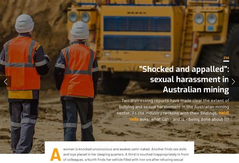 Shocked And Appalled Sexual Harassment In Australian Mining Mine Australia Issue