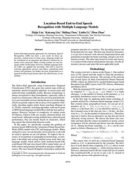Pdf Location Based End To End Speech Recognition With Multiple Language Models