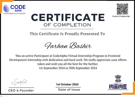 Farhan Bashir On Linkedin Webdevelopment Mernstack Fullstackdeveloper Internship Codealpha