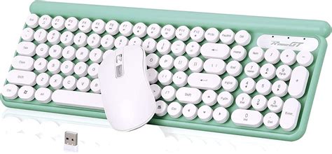 Racegt Wireless Keyboard And Mouse Combo Compact Typewriter Style Silent Ergonomic Retro