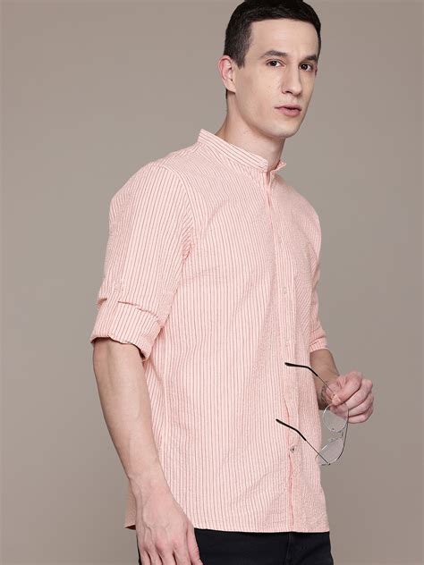 Buy Nautica Pure Cotton Seersucker Slim Fit Striped Casual Shirt