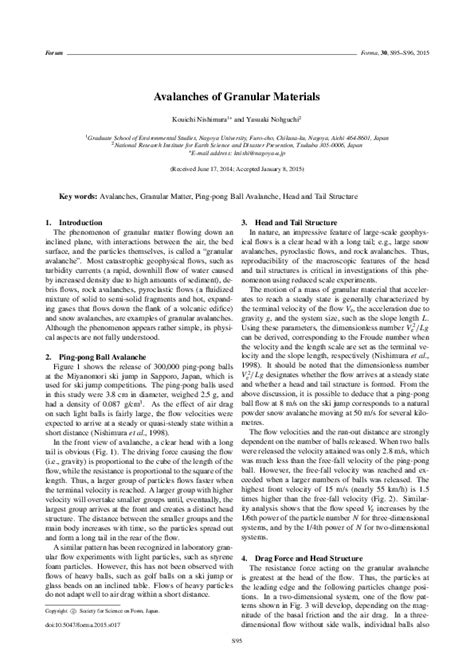Pdf Avalanches Of Granular Materials Kouichi Nishimura