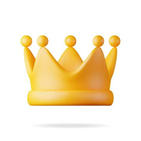 3d Gold Crown Icon Isolated On White Render Golden Crown Emoji Symbol