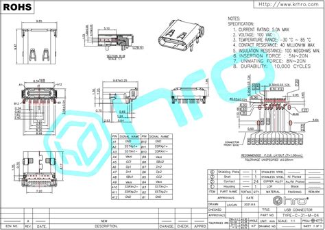 Type C插座 Type C母座 Type C接口 Hro韩荣 Type C 31 M 04 规格 图片 属性 韩荣电子（北京）有限公司