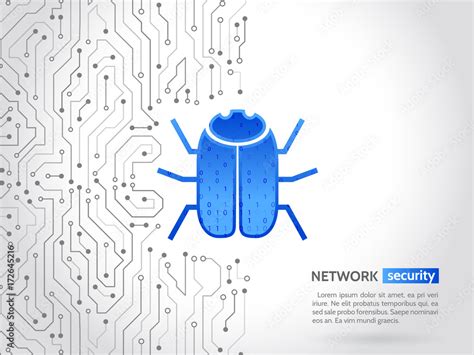Abstract High Tech Circuit Board With Hacker Bug Hacking And Cyber Crime Personal Data