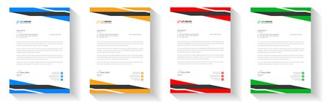 노랑 파랑 초록 빨강 색상의 기업 현대 비즈니스 레터헤드 디자인 템플릿입니다 레터헤드 레터 헤드 비즈니스 레터헤드 디자인 독특한 모양의 기업 비즈니스 레터헤드 디자인