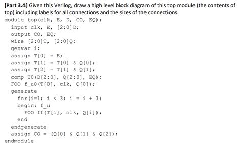 Solved Part 34 Given This Verilog Draw A High Level