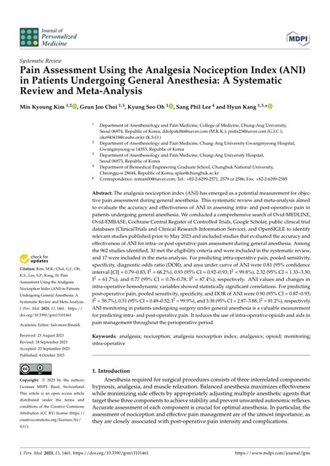 Pdf Pain Assessment Using The Analgesia Nociception Index Ani In