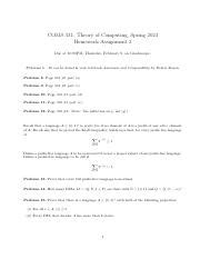 Hw2 Pdf COMS 331 Theory Of Computing Spring 2023 Homework Assignment 2 Due At 10 00PM
