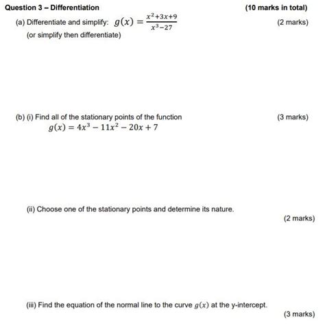 Solved Question 3 Differentiation A Differentiate And