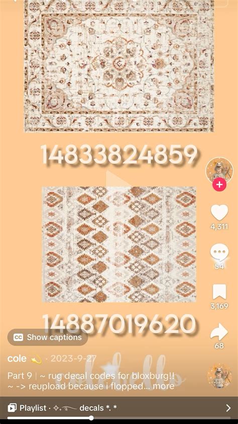 Roblox Area Rug Decal In 2025 Fall Decal Bloxburg Decal Codes