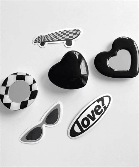 반구 하트 미러 거울 체커보드 그립 스마트 톡 핸드폰 거치대 팝핑거 에이블리