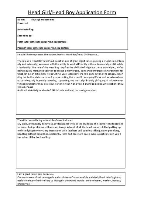 What To Put In A Head Boy Application Design Talk