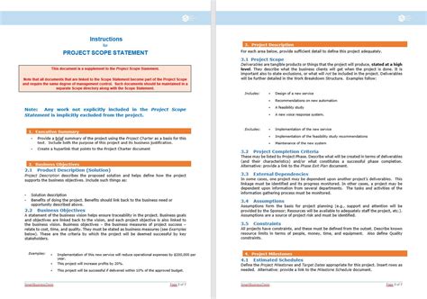 Project Scope Statement Template Etsy