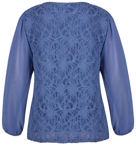 New Womens Long Sleeve Floral Lace Plus Size Chiffon Tunic Tops 16 26 Ebay
