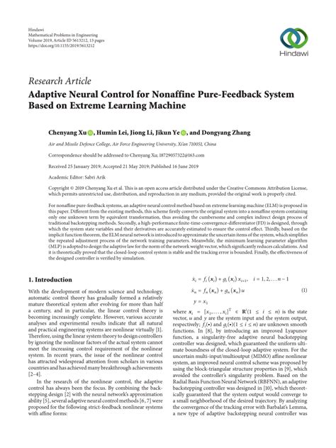 Pdf Adaptive Neural Control For Nonaffine Pure Feedback System Based