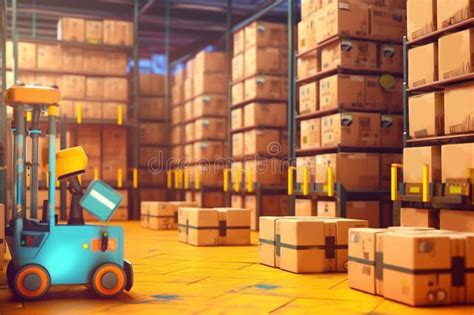 Future Technology 3d Concept Automated Modern Retail Warehouse Agv Robots Transporting