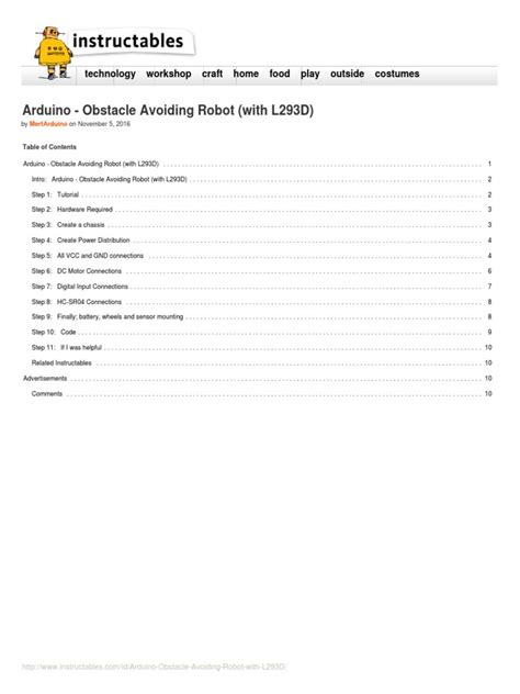Arduino Obstacle Avoiding Robot With L293d Pdf