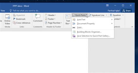 How To Insert Custom Quick Parts In Word