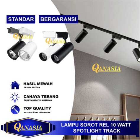Jual Lampu Sorot Rel Spotlight Track Light Rell Watt W LED Hitam Putih Standar Hitam