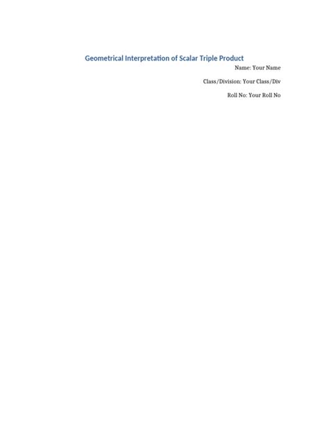 Geometrical Interpretation Of Scalar Triple Product Project Pdf Euclidean Vector Scalar