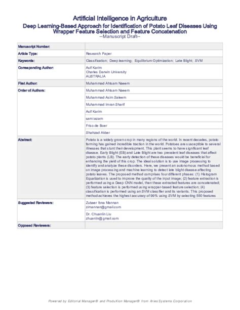 Pdf Artificial Intelligence In Agriculture Deep Learning Based Approach For Identification Of