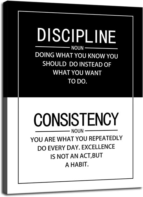 Consistency Discipline Noun Quote Motivational Wall Art For Office Inspirational