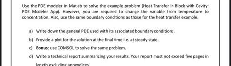 Solved Use The PDE Modeler In Matlab To Solve The Example Chegg