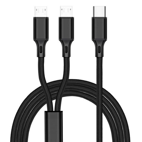 Зарядный кабель 2 в 1 Type C к Micro Usb с мягкой нейлоновой оплеткой для зарядного устройства