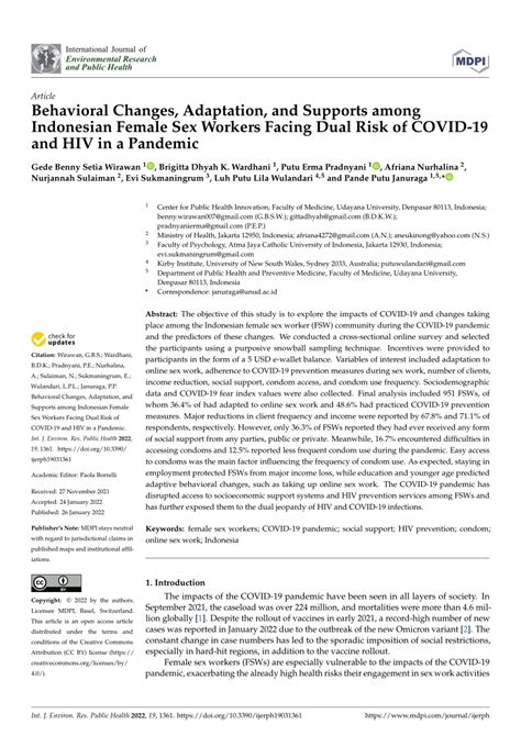 PDF Behavioral Changes Adaptation And Supports Among Indonesian Female Sex Workers Facing