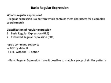 basic regular expression extended regular expression pptx