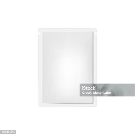 흰색 배경에 격리 된 종이 벡터 봉지 모형입니다 소스 크림 로션 샴푸 또는 향수 샘플용 패키지 브랜딩을 위한 복사 공간이 있는