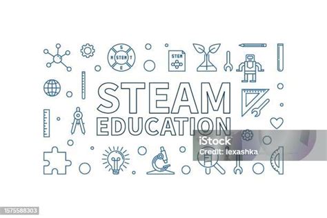 Steam 교육 개요 과학 개념 수평 배너 벡터 과학 기술 공학 예술 및 수학 일러스트레이션 개념에 대한 스톡 벡터 아트 및 기타 이미지 Istock