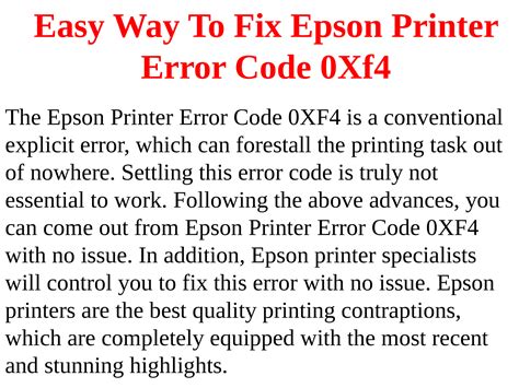 Easy Way To Fix Epson Printer Error Code 0Xf4