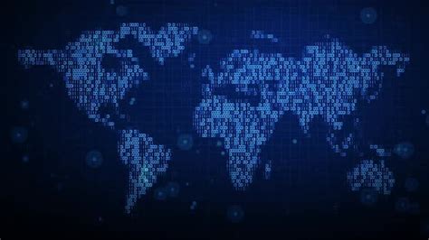 Abstract Digital Binary World Map Motion Graphics VideoHive