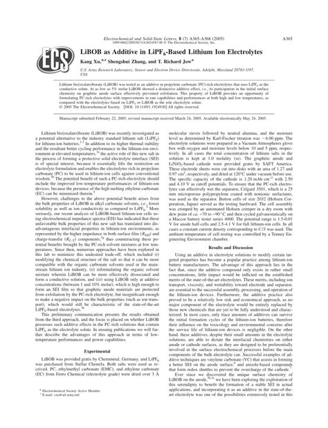Pdf Libob As Additive In Lipf6 Based Lithium Ion Electrolytes