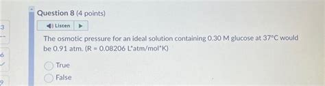 Solved The Osmotic Pressure For An Ideal Solution Containing