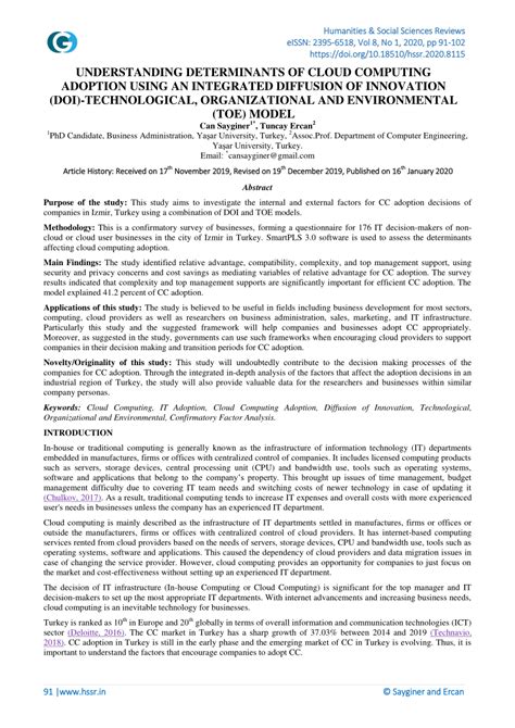 Pdf Understanding Determinants Of Cloud Computing Adoption Using An