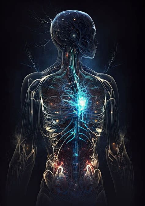 Structure Of Human Body Cyborg Of Future With Artificial Intelligence
